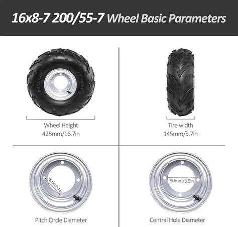 Go Kart Tires And Wheels 16x8 7 7 Inch Atv Utv Wheel Rim 3 Holes