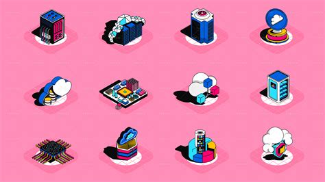 12 Cloud Isometric Illustrations Graphics Motion Array