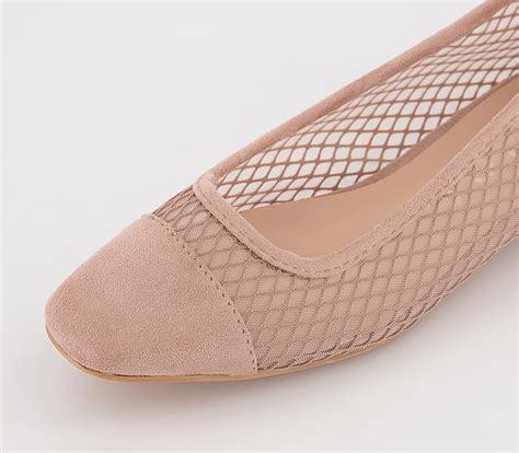 Office Famous Mesh Ballerina Shoes Beige Flat Shoes For Women