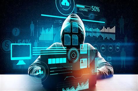 Premium Photo Hacker At Desktop Using Laptop With Abstract Forex And