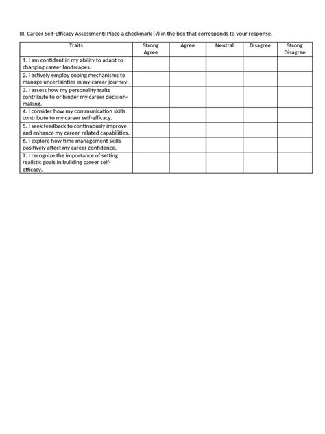 Career Self Efficacy Assessment Tool Pdf