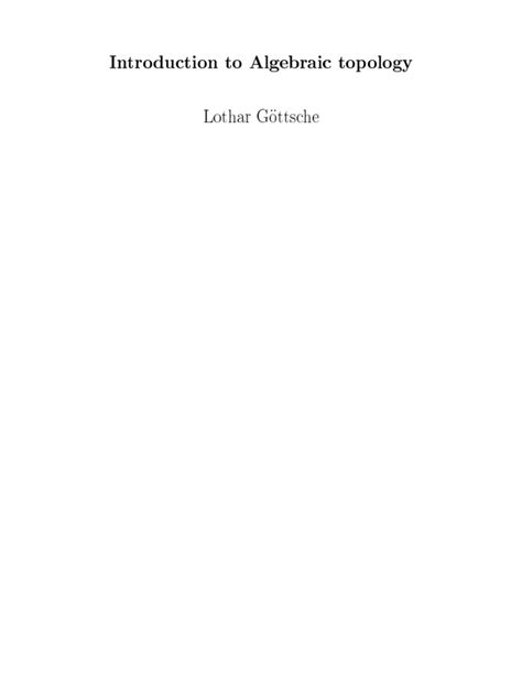 Introduction To Algebraic Topology Gottsche Lothar Pdf Abstract Algebra Algebra