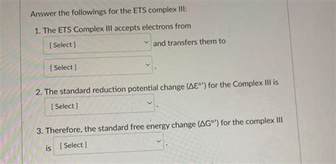 Solved Answer The Followings For The Ets Complex Iii 1 The