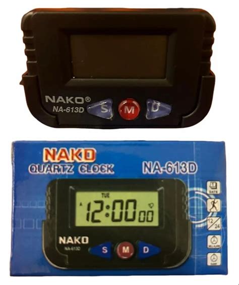 Black Nako Na 613d Quartz Digital Alarm Table Clock For Home And Office Shape Rectangular At