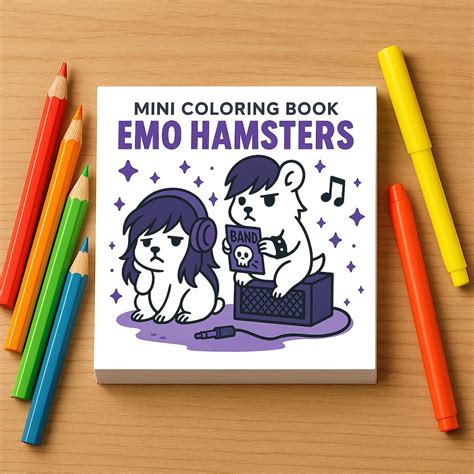 Emo Hamsters Mini Coloring Book 50 Pages Travel Size Etsy