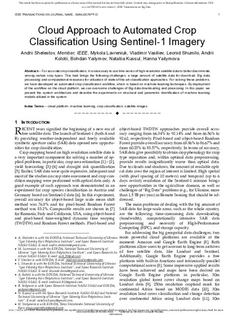 Pdf Cloud Approach To Automated Crop Classification Using Sentinel 1