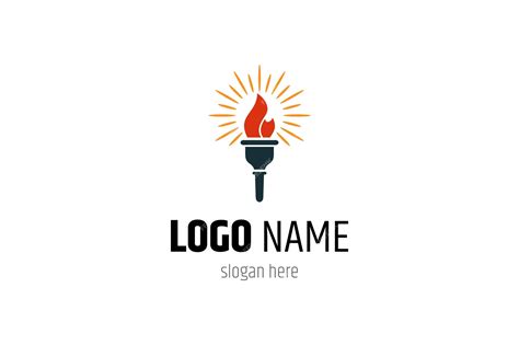 Premium Vector Torch Logo With Light Ray Effect In Flat Design Concept