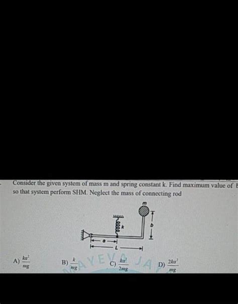 Consider The Given System Of Mass M And Spring Constant K Find Maximum V