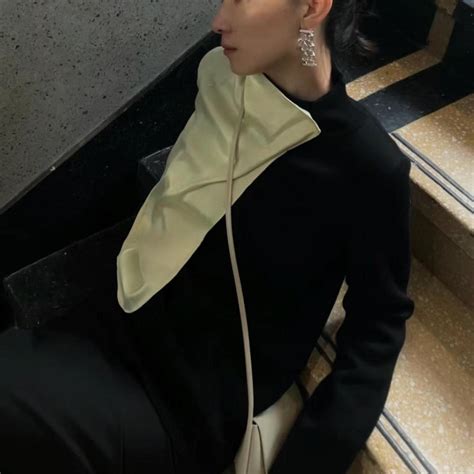 Designer Brand Junli Black Sweater With White Silk Depop