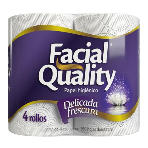 Papel Higiénico Facial Quality 4 Rollos Con 350 Hojas Dobles Cu