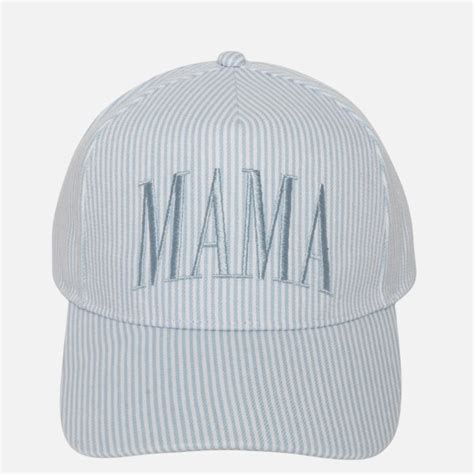 Skinny Stripe Baseball Cap With Embroidered Mama Snap Back Closure