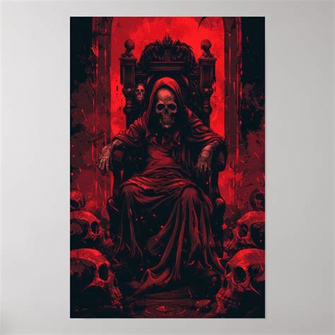 Grim Reaper Sitting On Throne Poster Zazzle Bright Artwork Grim