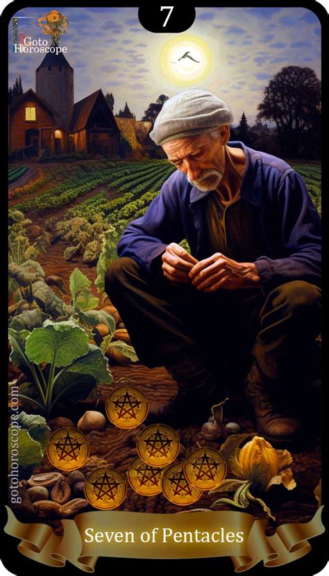 Seven Of Pentacles Tarot Card Meanings Minor Arcana Seven Of Pentacles