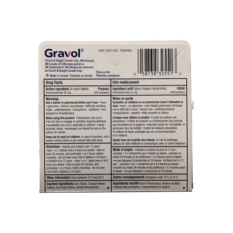 Gravol Nausea Relief Dimenhydrinate Usp 50 Mg 10 Tablets Beyondrx