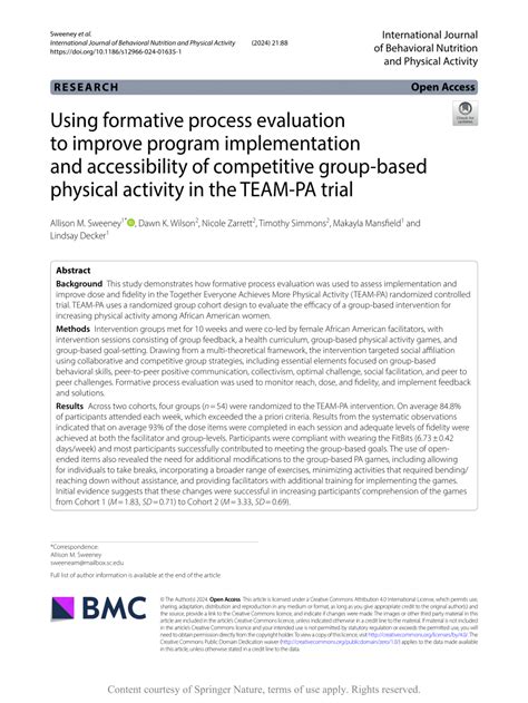 Pdf Using Formative Process Evaluation To Improve Program