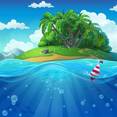 Island Cartoon Vector Free Download