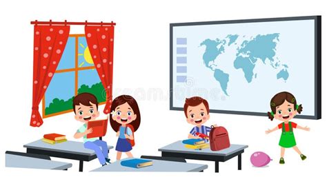 Cute Students In Class At School Stock Vector Illustration Of Smiling
