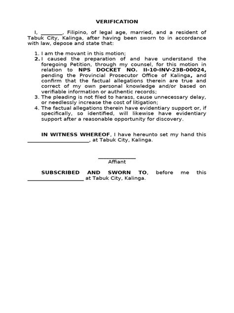 Verification Sample Civil Pdf