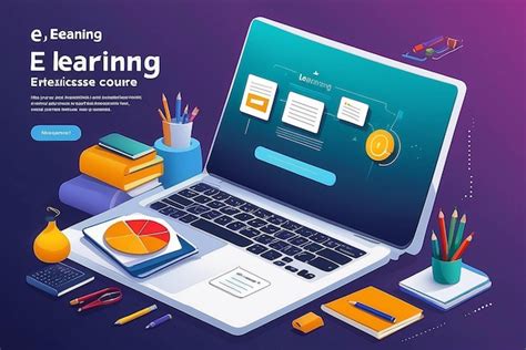 Premium Photo Elearning Course Illustration Mockup