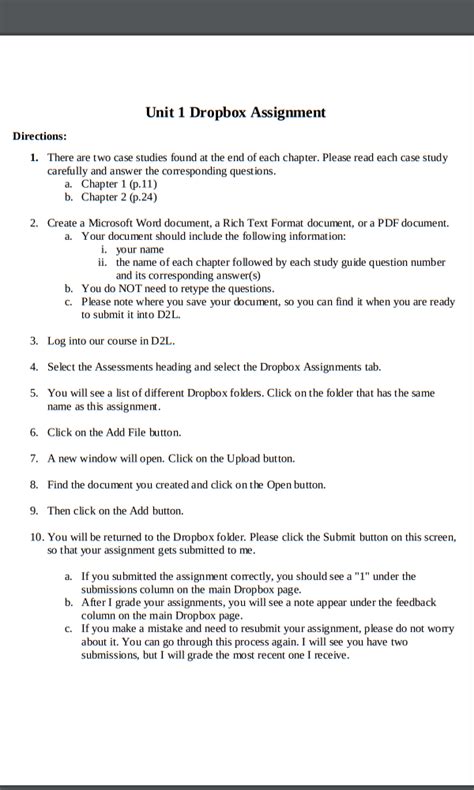 Unit 1 Dropbox Assignment Directions 1 There Are