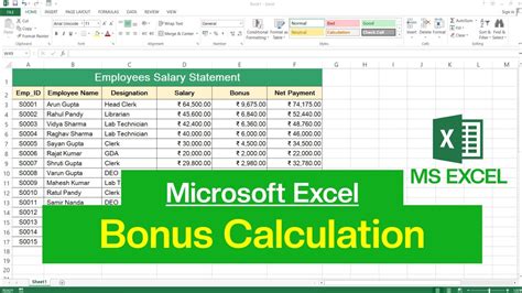 How To Calculate Bonus In Microsoft Excel Employees Bonus Calculation