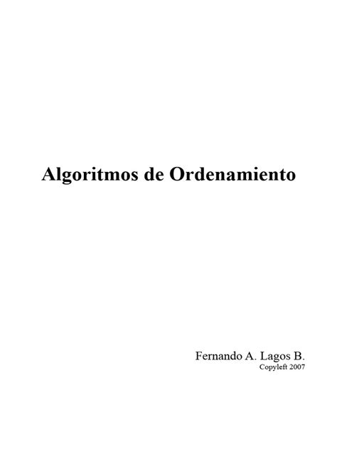 Algoritmos De Ordenamiento 2 Pdf Informática Ciencias De La Computación