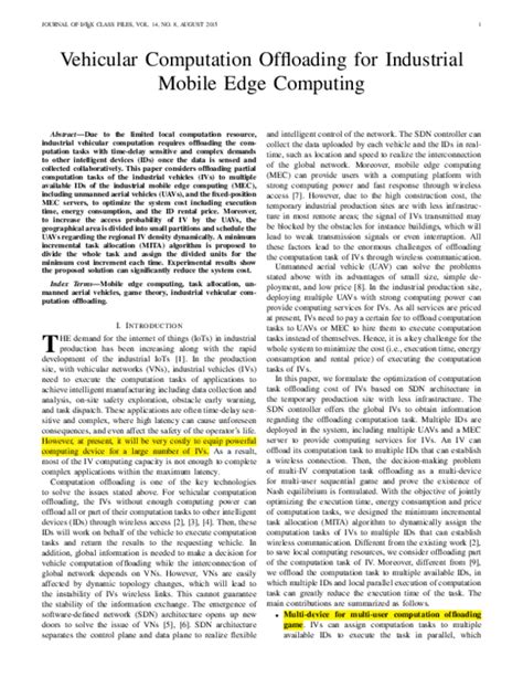Pdf Vehicular Computation Offloading For Industrial Mobile Edge Computing