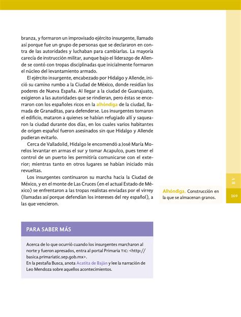 Historia Cuarto Grado Página 169 De 194 Libros De Texto Online