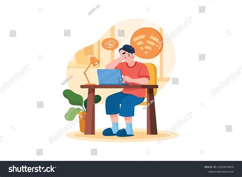 Poor Internet Connection Flat Vector Illustration Stock Vector Royalty Free 2185979055