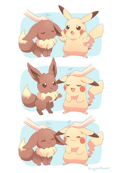 Pikachu And Eevee Pokemon Drawn By Mugitakonomi Danbooru
