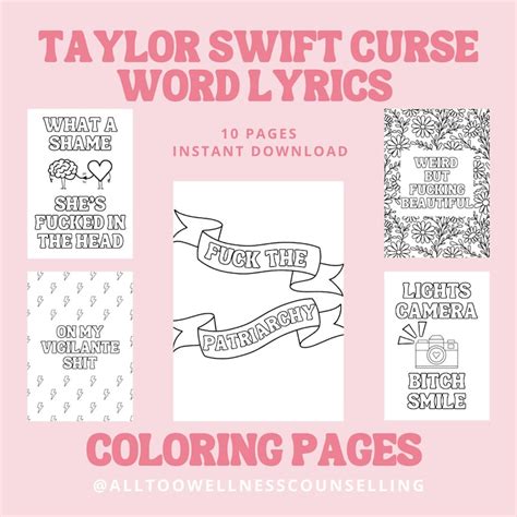 Taylor Swift Curse Word Coloring Pages Taylor Swift Lyrics Coloring