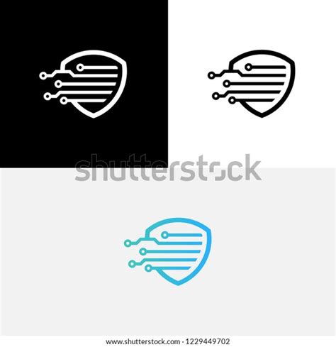 Digital Data Security Shield Icon Logo Stock Vector Royalty Free