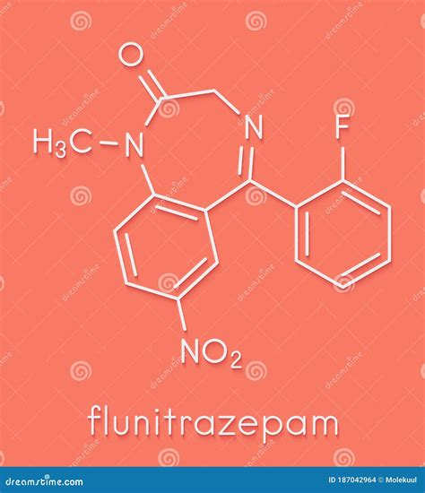 Flunitrazepam Molecule 3d Rendering Flat Molecular Structure With