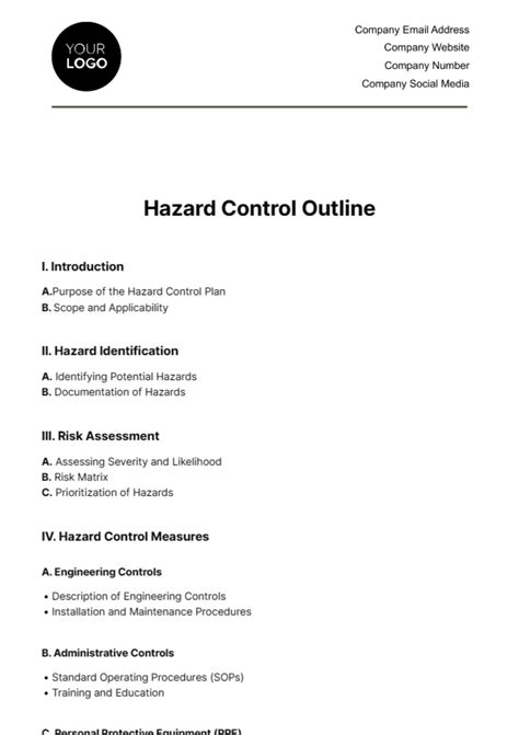 Free Hazard Control Outline Template To Edit Online