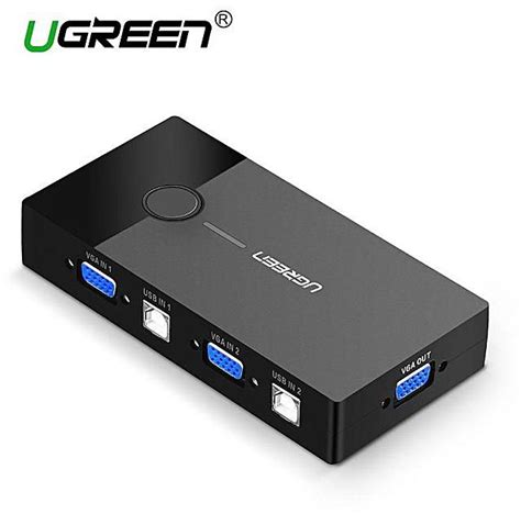 Ugreen USB KVM Switch Box Port VGA Video Sharing Adapter IN OUT Manual Switcher With USB