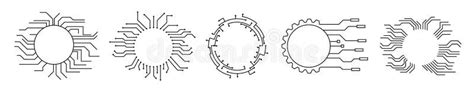 Tech Circular Cpu Chip Frame Digital Ai Deep Learning Futuristic Circle Border Stock Vector
