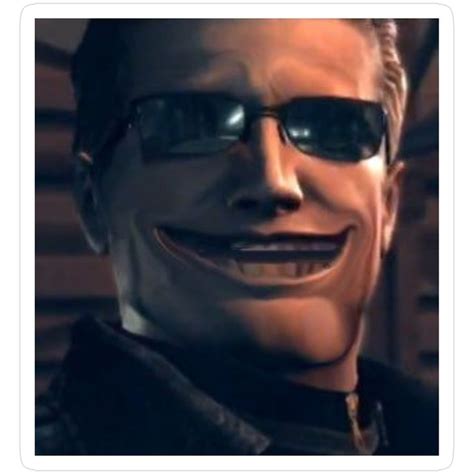 Zombie Man Meme Smile Romantic Albert Wesker Re5 Sticker Wesker Face