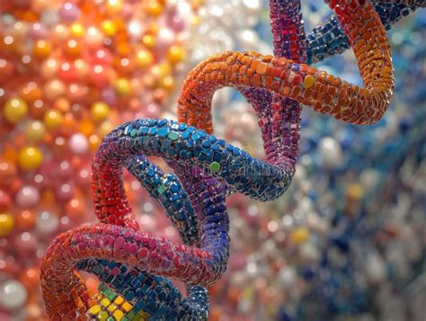 Colorful Dna Strand In Vibrant Molecular Structure Amidst Sparkling