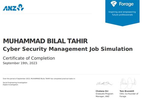 Cybersecurity Professionaldevelopment Anz Forage Muhammad Bilal Tahir