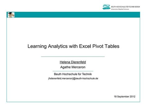 Learning Analytics With Excel Pivot Tables Pptx