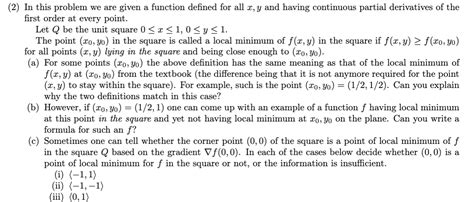 Solved 2 In This Problem We Are Given A Function Defined Chegg Com