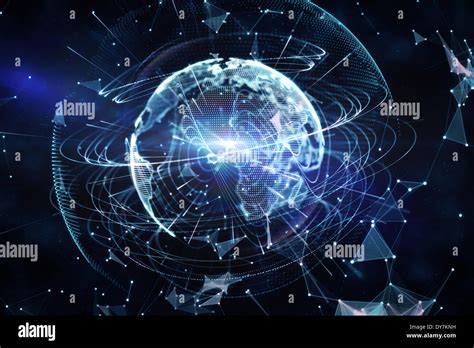 Global Technology Background In Blue Stock Photo Alamy