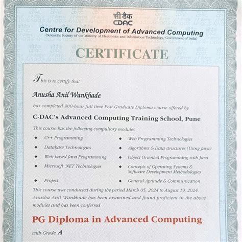 Anusha Wankhade On Linkedin I Have Successfully Completed The Post Graduate Diploma In Advanced