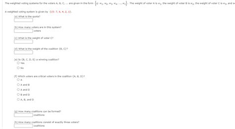 Solved He Weighted Voting Systems For The Voters A1 Bc