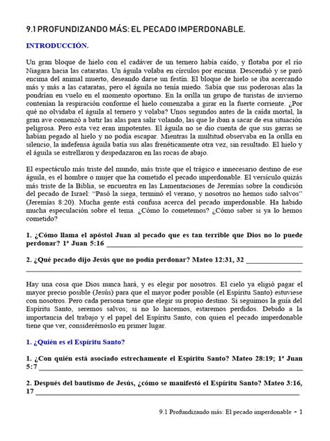 71 9 1 Profundizando MÁs El Pecado Imperdonable Pdf Pecado