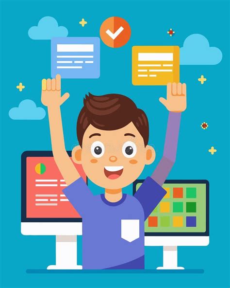 In A Classroom Filled With Colorful Coding Posters A Young Boy