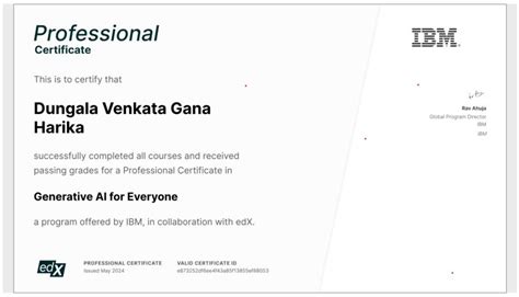 Ai Generativeai Ibm Edx Lifelonglearner Harika Dungala