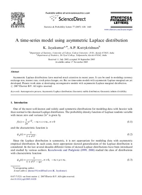 Pdf A Time Series Model Using Asymmetric Laplace Distribution