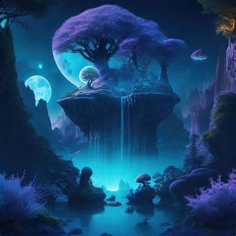Premium Ai Image Floating Fantasy Landscape