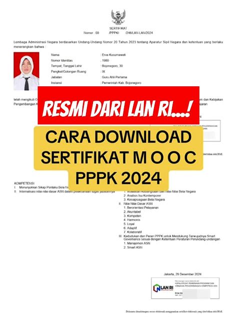 Cara Download Sertifikat Mooc Pppk Tahun 2024 Dari Lan Ri Mooc Pppk Lanri Orientasipppk